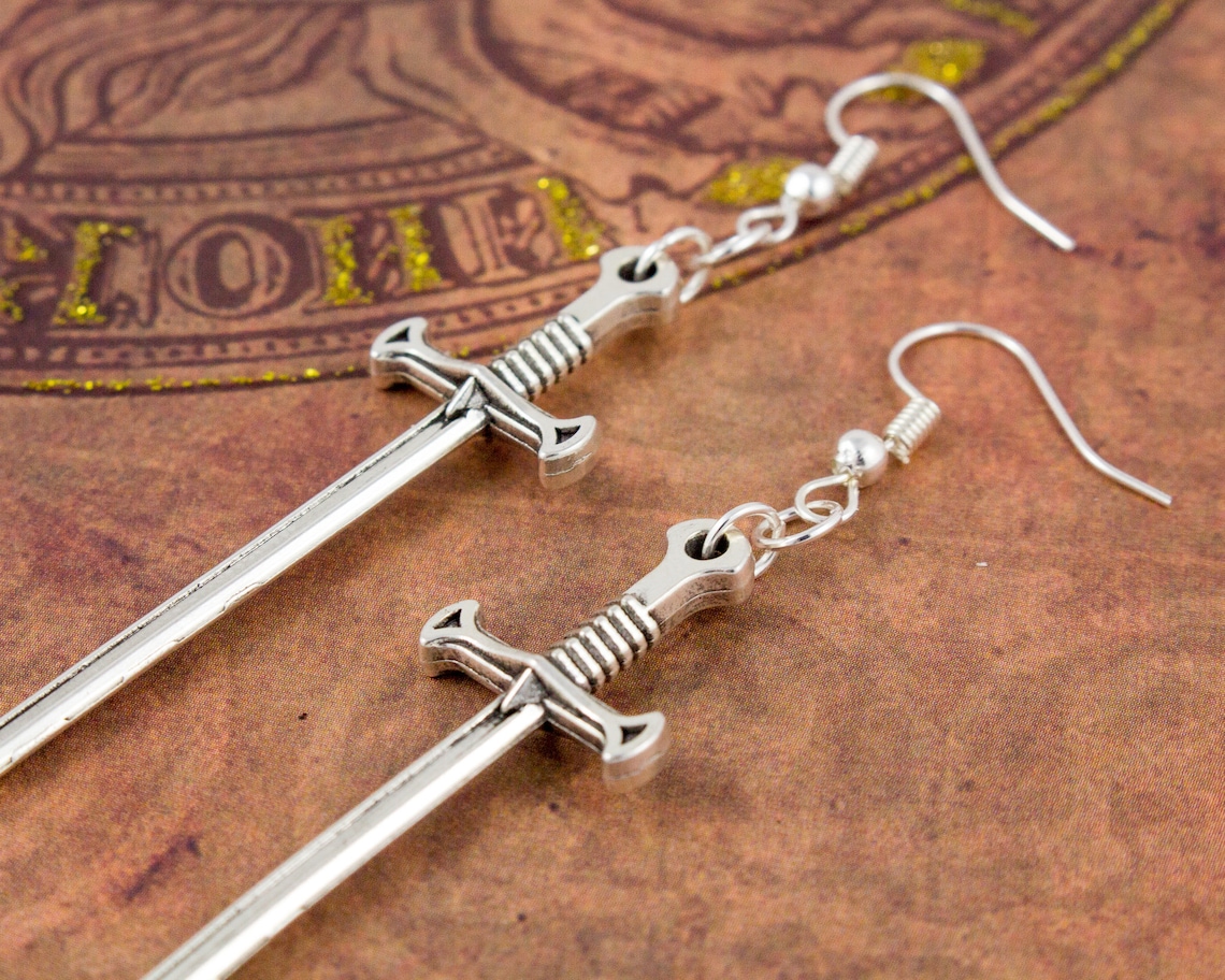 Sword Earrings Gothic Earrings Sword Jewellery Goth - Etsy