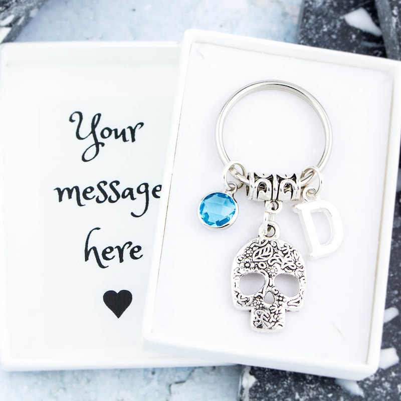Personalized Keychain Skull - Etsy UK