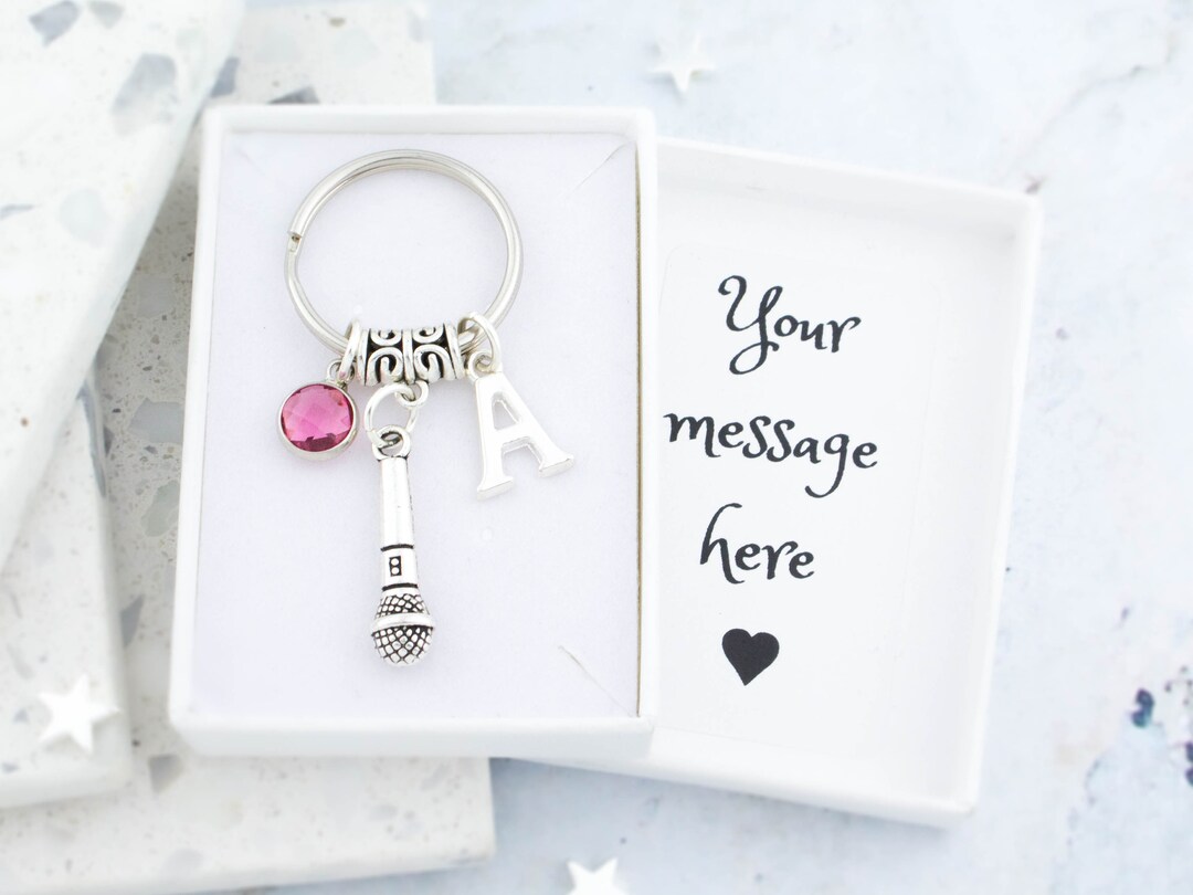 Microphone Keyring, Personalised Gift, Singer Keychain, Gift for ...