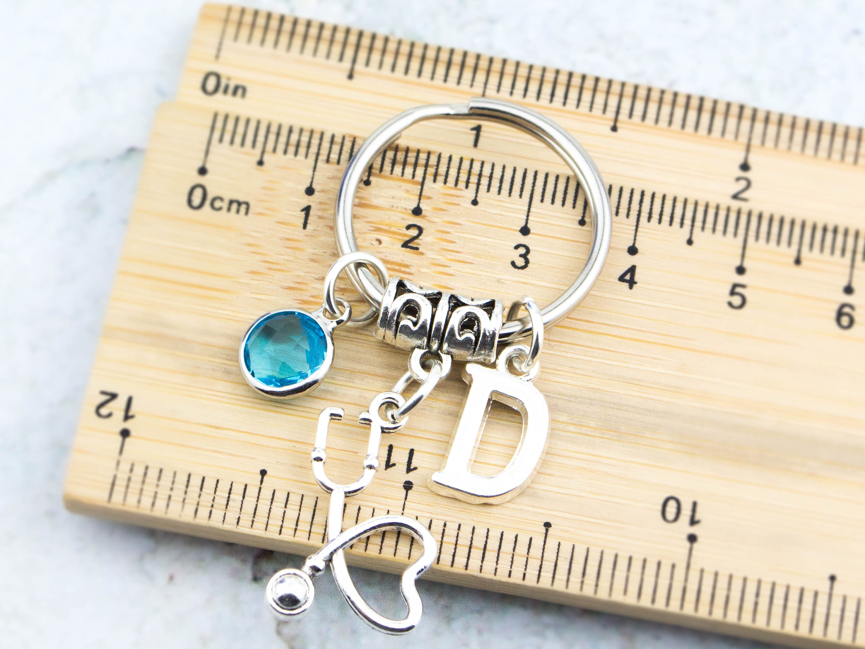 Stethoscope Keyring Personalised Gift Nurse Keychain Silver | Etsy