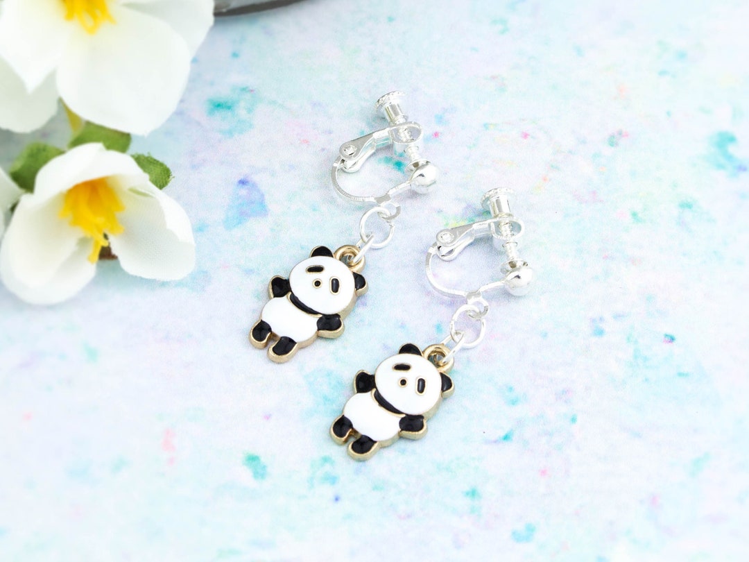 Panda Clip on Earrings, Girl's Clip Ons, Kid's Earrings, Panda Jewelry ...