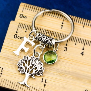 Tree Keyring, Personalised Gift, Nature Keychain, Silver Charm ...