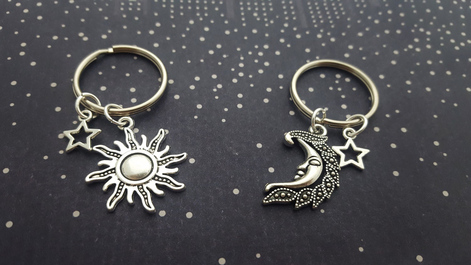 Sun and Moon Keyrings, Friendship Set, Celestial Keychains, BFF ...