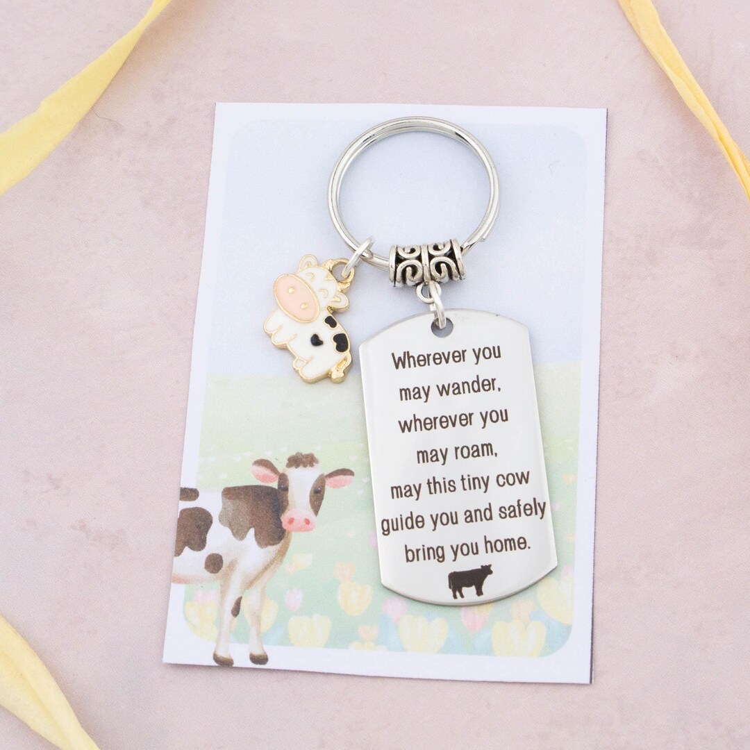Cow Keyring, Farming Keychain, Farm Gifts, Cute Bag Charm, Stay Safe ...
