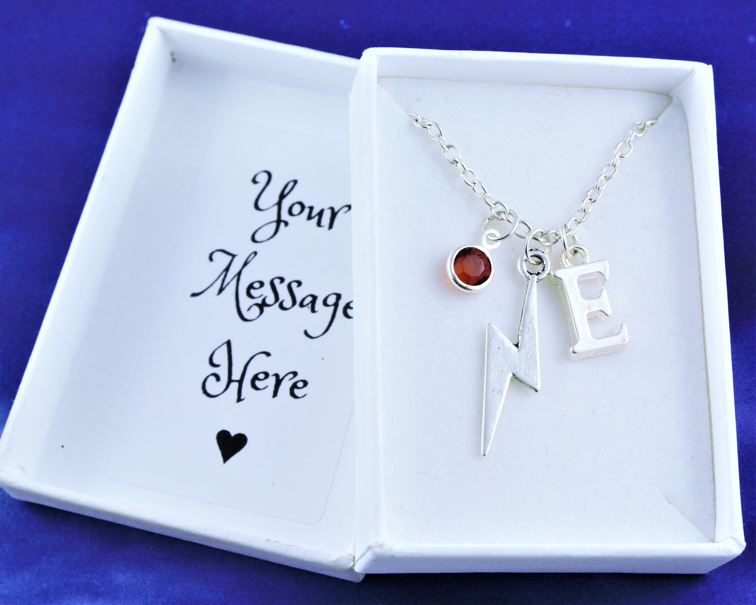 Lightning Bolt Necklace Personalised Gift Initial And | Etsy