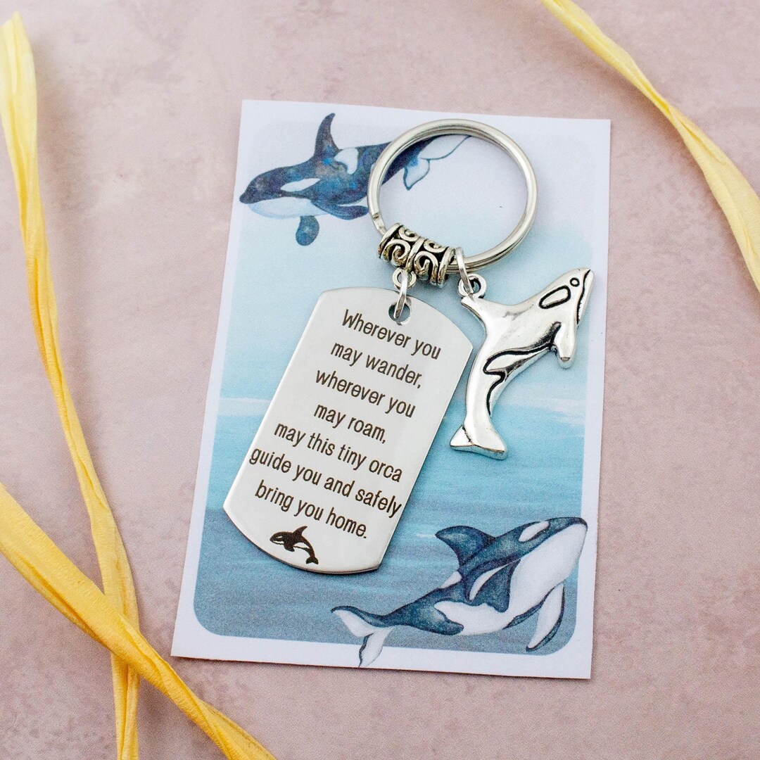 Orca Keyring, Killer Whale Gifts, Safe Travels Gift, Wanderlust Keychain, Canada Vacation Trip ...