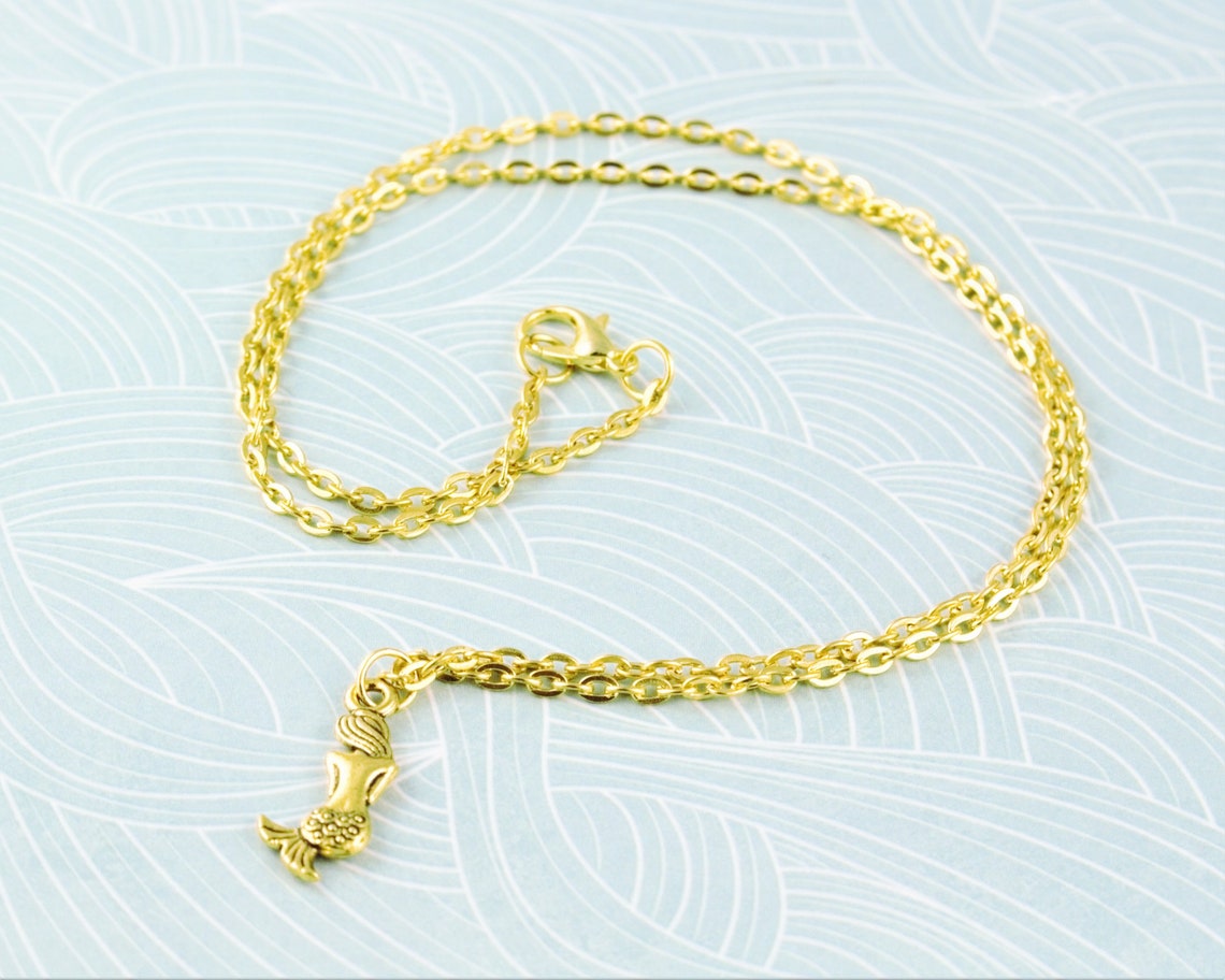 Mermaid Necklace Silver or Gold Dainty Charm Necklace Fairy - Etsy UK