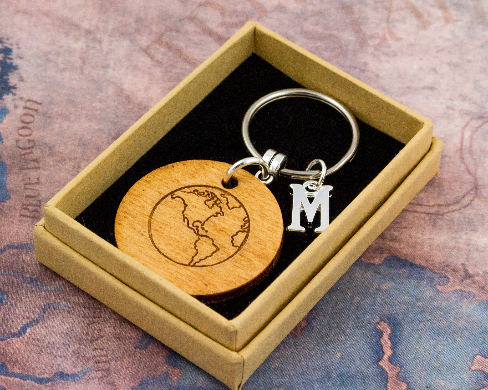 Earth Keychain Globe Keyring Wooden Keychain Personalised - Etsy.de