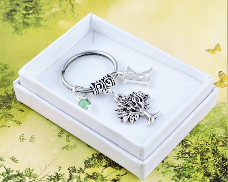 Tree Keyring Personalised Gift Nature Keychain Silver | Etsy