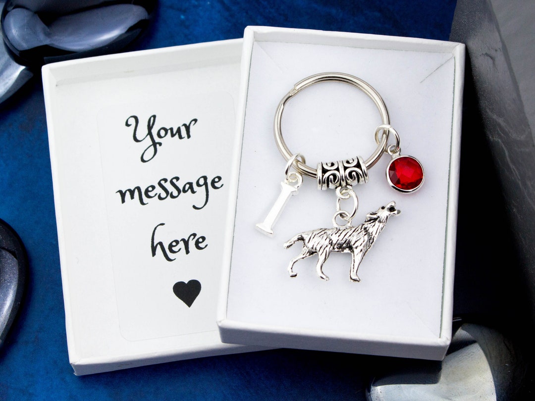 Wolf Keyring, Personalised Gift, Custom Wolf Keychain, Wolf Charm, Mens ...