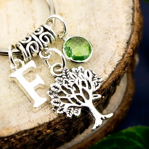 Tree Keyring, Personalised Gift, Nature Keychain, Silver Charm ...