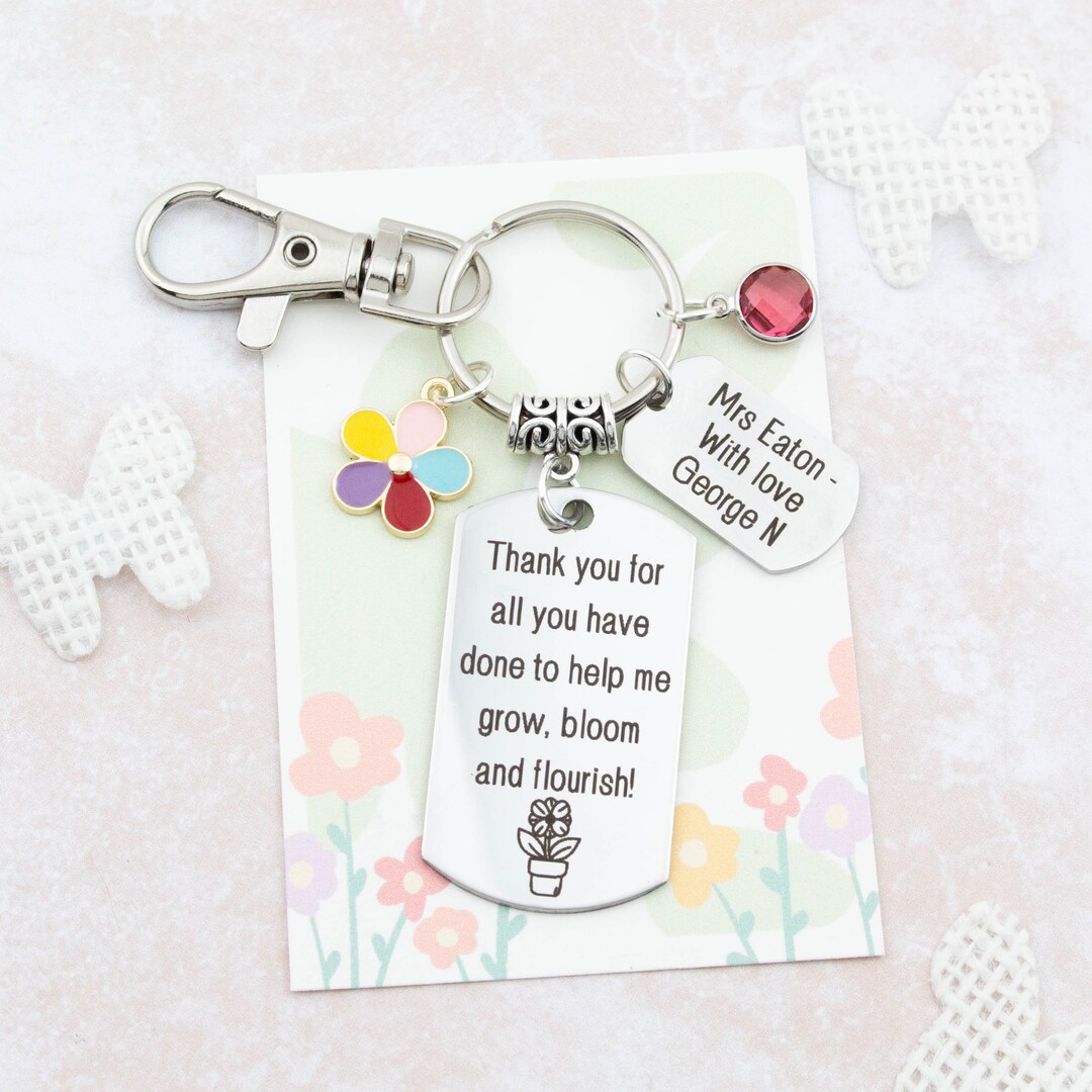 Personalised Childminder Keychain, Thank You for Helping Me Grow Flower ...