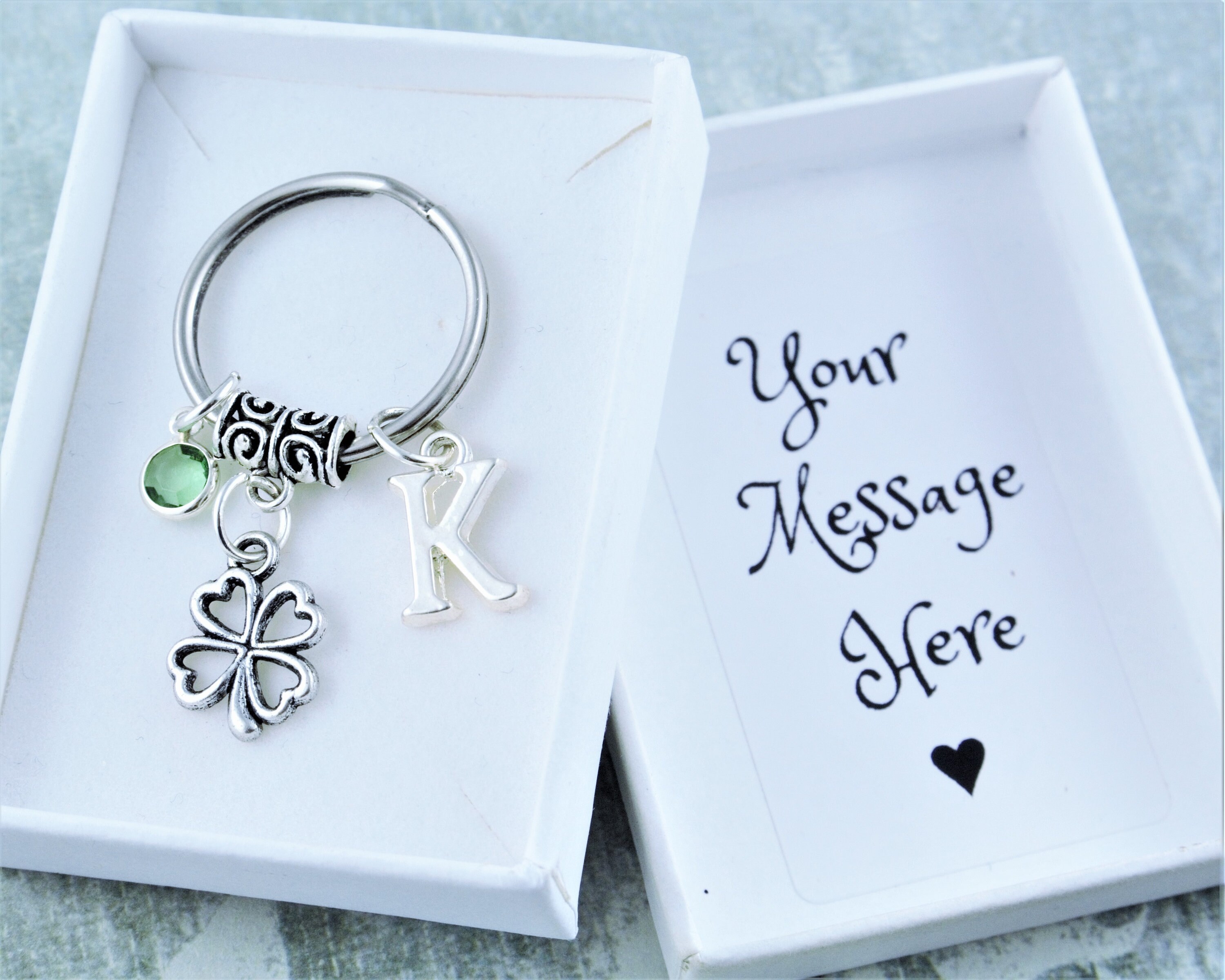 Four Leaf Clover Keyring Personalised T Shamrock Etsy