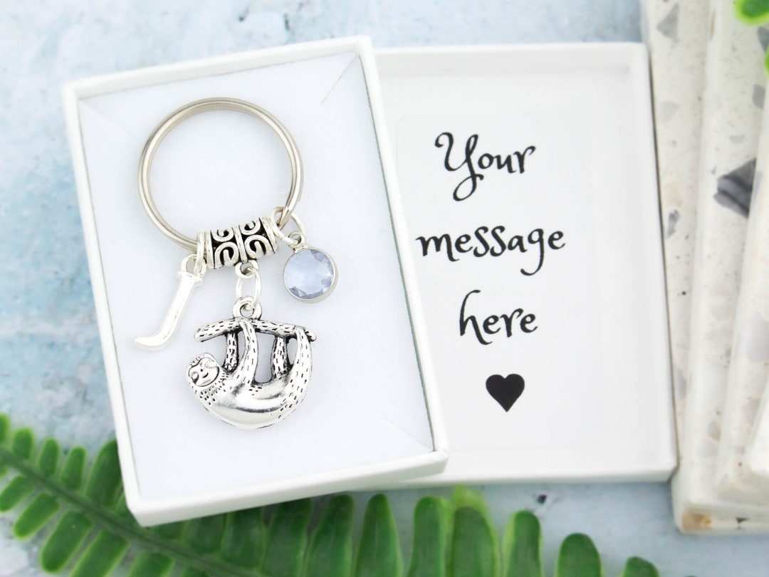 Sloth Keyring, Personalised Gift, Sloth Keychain, Cute Key Chain, Sloth ...