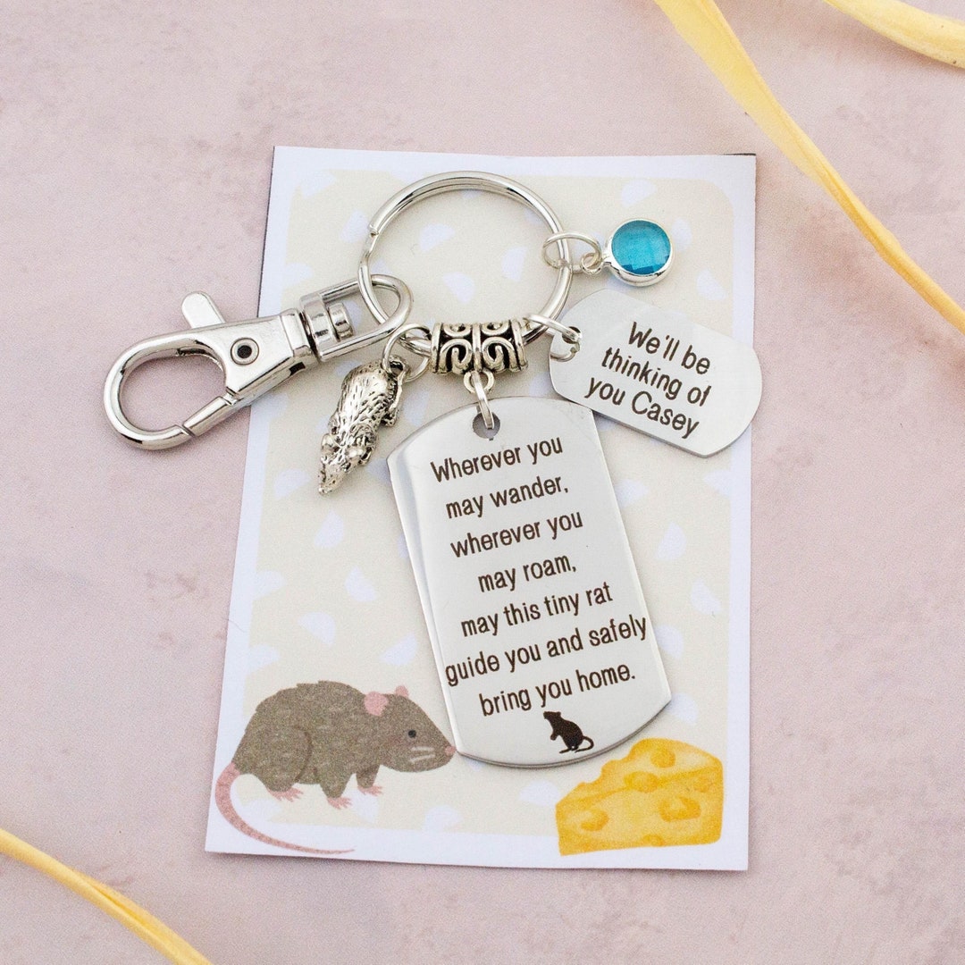 Personalised Rat Keychain, Safe Travels Gifts, Luggage Bag Charm, Pet ...