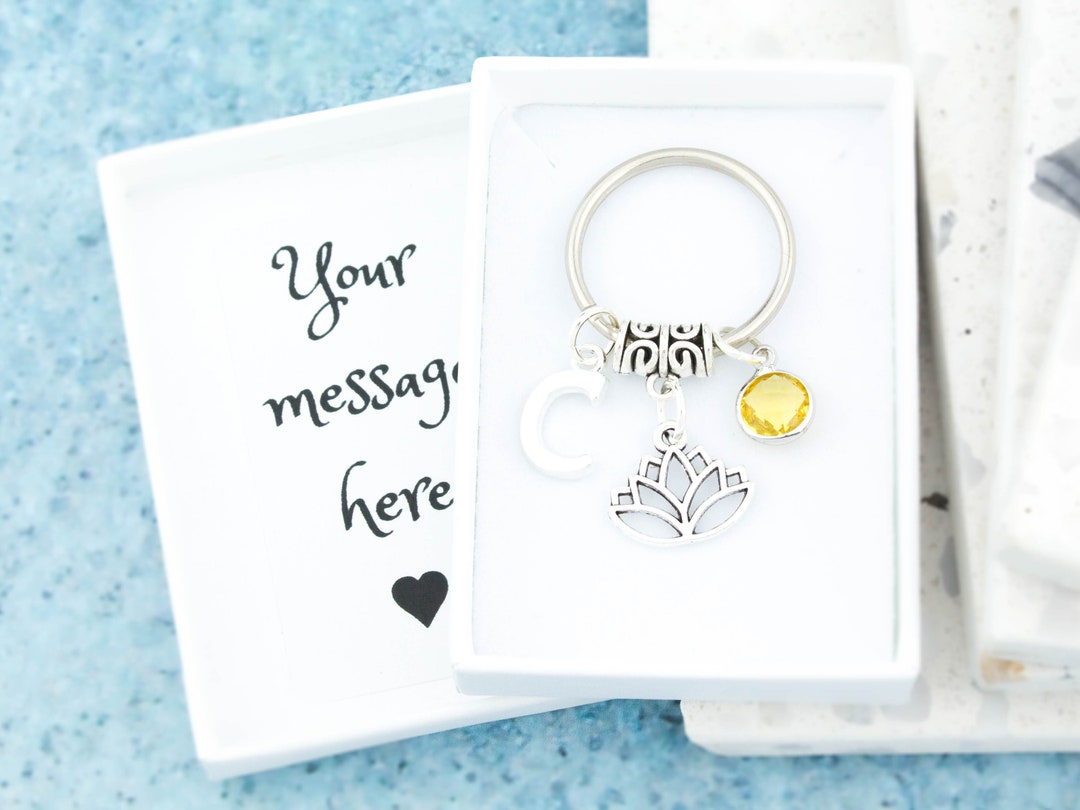 Lotus Flower Keyring, Personalised Gift, Buddhism Keychain, Gift for ...