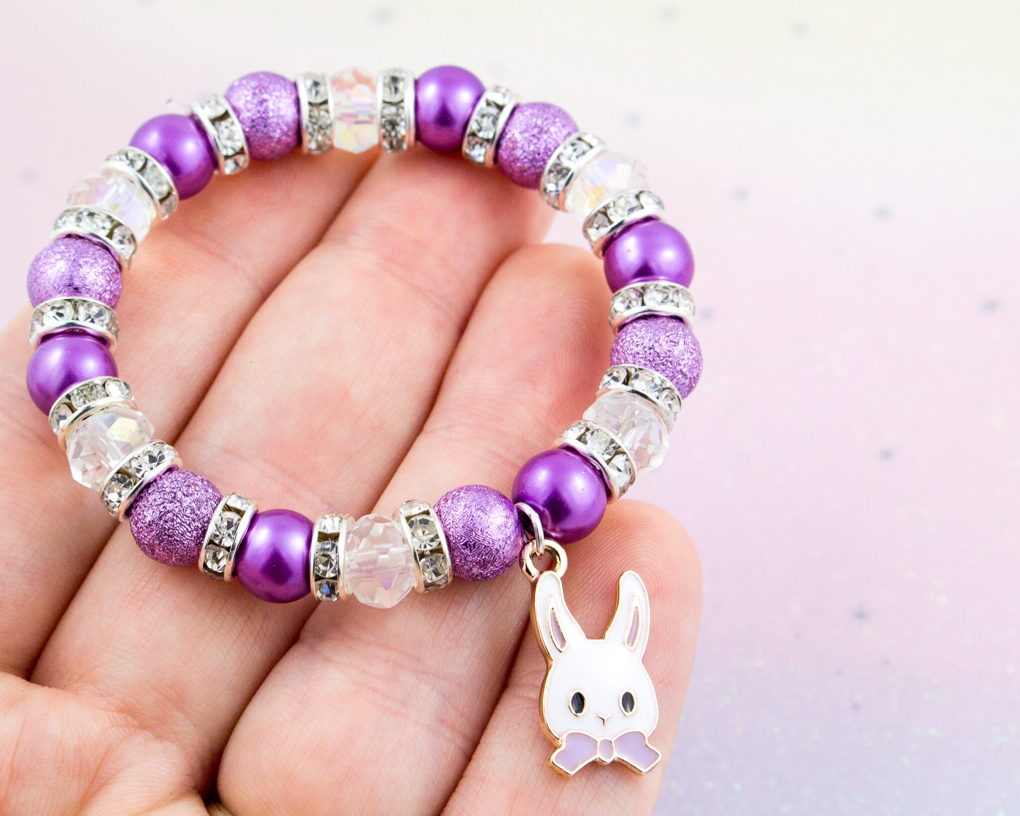 Easter Bracelet Rabbit Gifts Sparkly Stretch Bracelet | Etsy