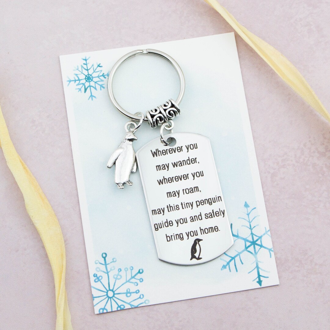 Travel Penguin Keyring, Safe Travels Keychain, Gift for Traveller ...