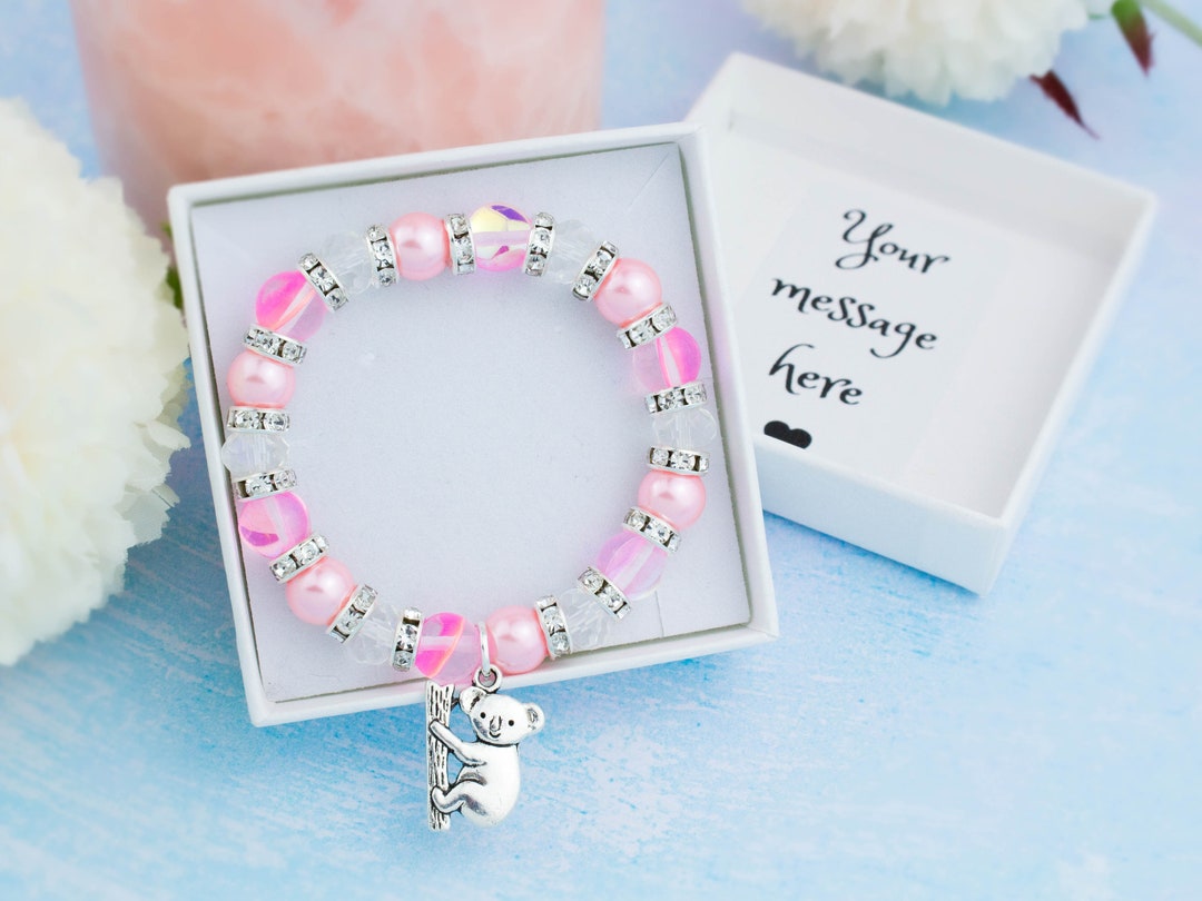 Koala Bracelet, Children's Jewellery, Beaded Stretch Bracelet, Animal ...