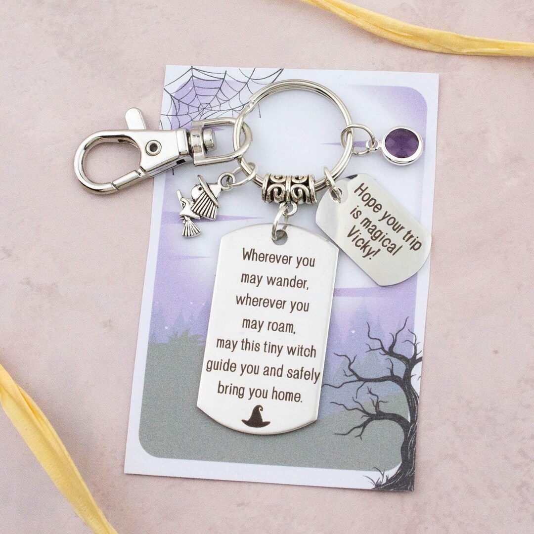 Personalised Witch Keychain, Witchy Gifts, Safe Flight, Witchcraft ...