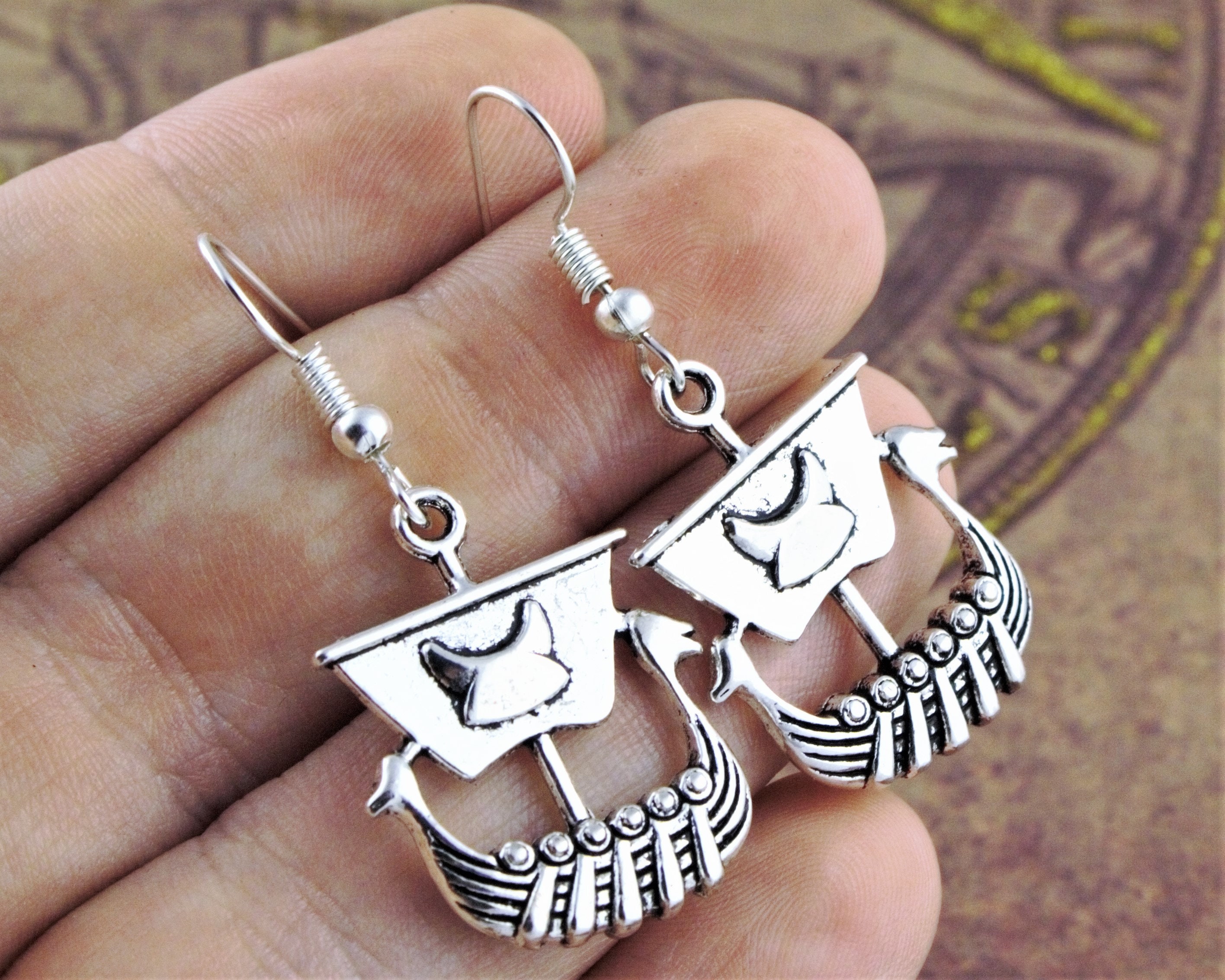 Viking Ship Earrings, Norse Mythology Jewelry, Geeky Boat Earrings ...