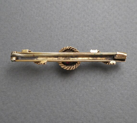 14K gold rope trim with ruby bar pin - Gem