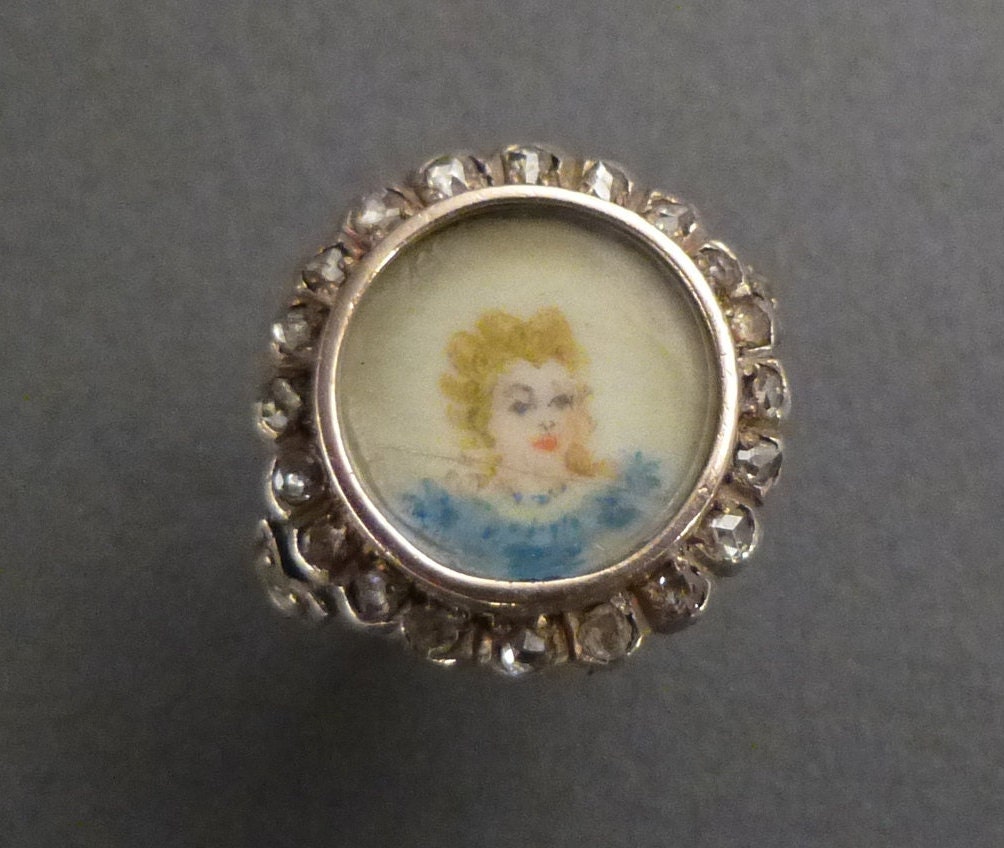 Georgian Portrait Ring Gold With Silver Top 22 Rose Cut | Etsy