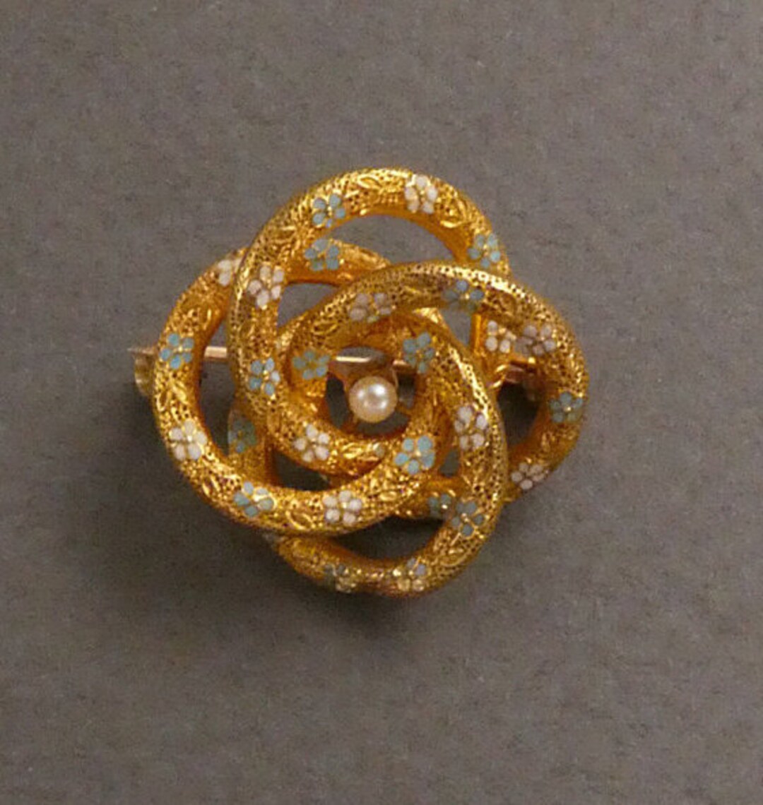 14K Pearl and Enamel Watch Pin - Etsy
