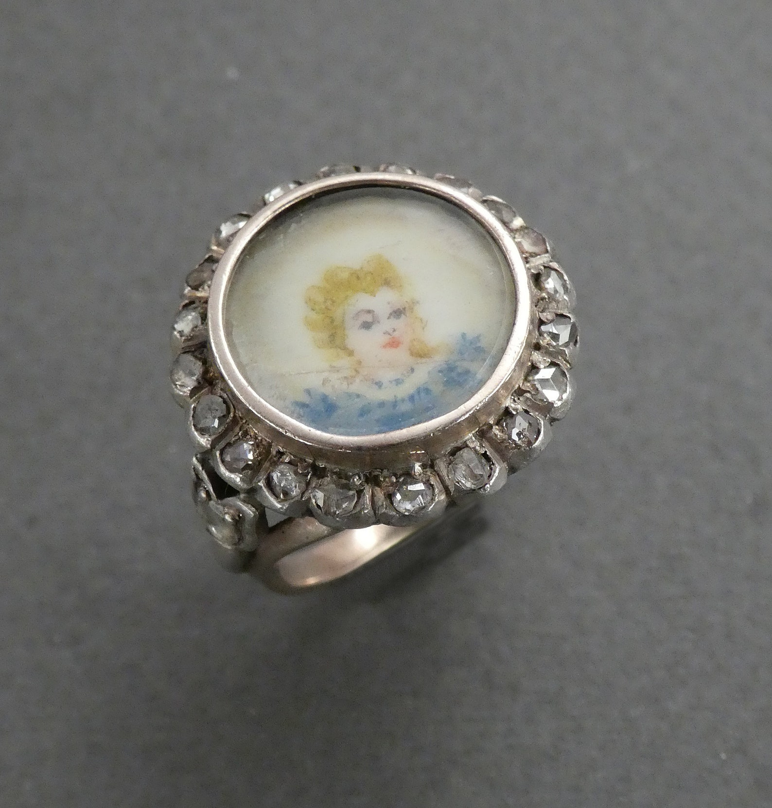 Georgian Portrait Ring Gold With Silver Top 22 Rose Cut | Etsy