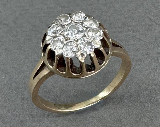 14k Yellow Gold 9 Diamond Cluster Ring Size 6 - Etsy