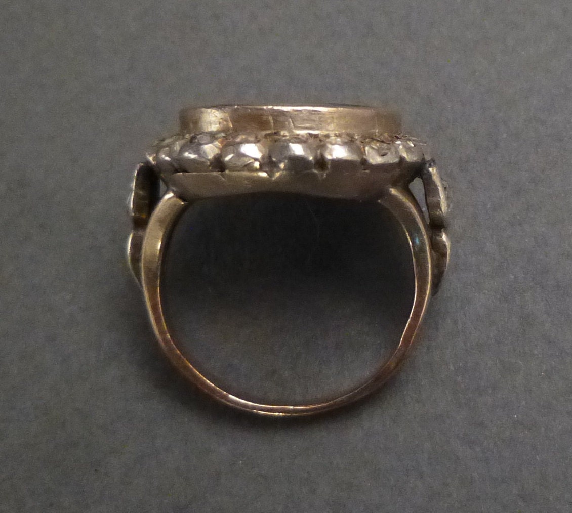 Georgian Portrait Ring Gold With Silver Top 22 Rose Cut | Etsy