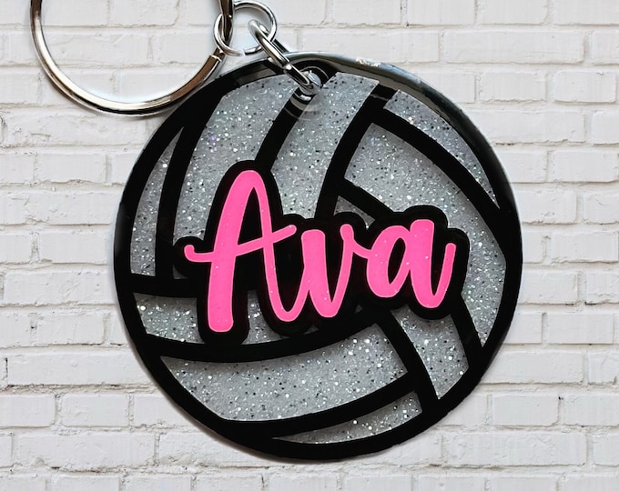 Custom Volleyball Keychain/bag Tag - Glitter or Solid - Etsy