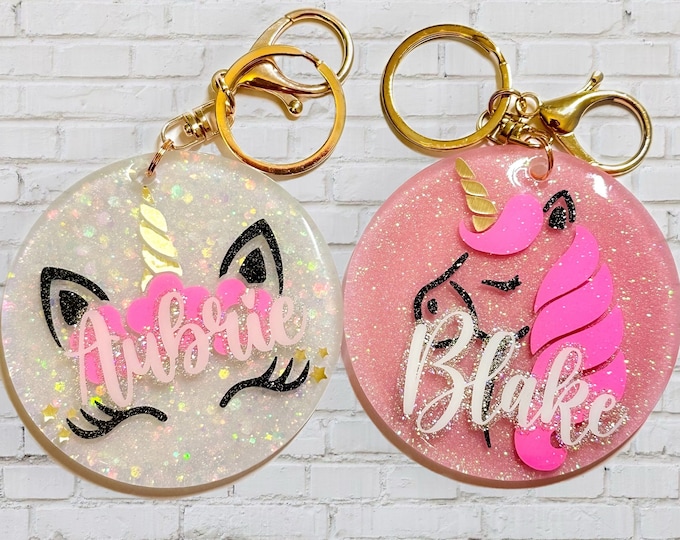 Custom Glitter Unicorn Keychain/bag Tag - Etsy