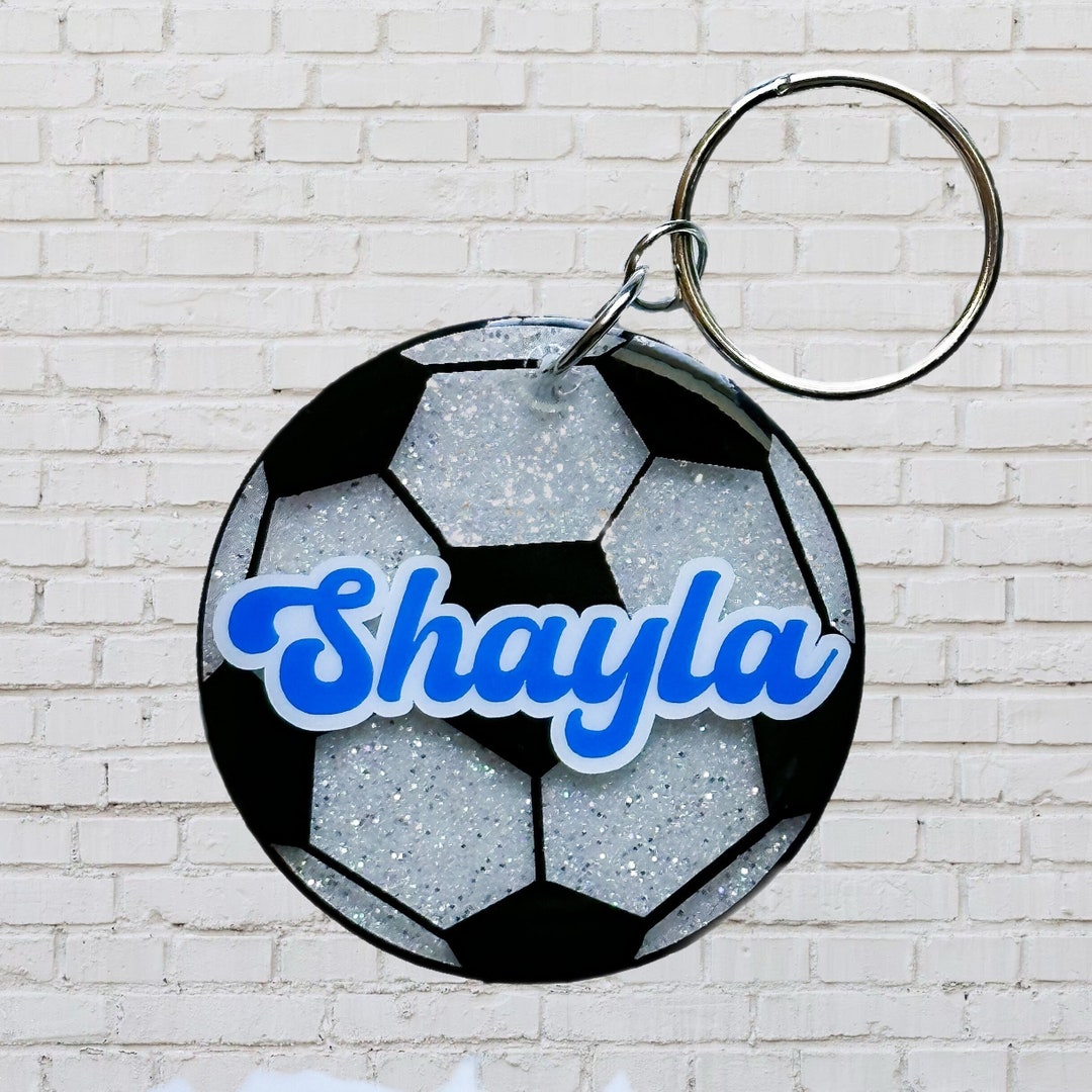 Custom Soccer Keychain/bag Tag Glitter or Solid - Etsy