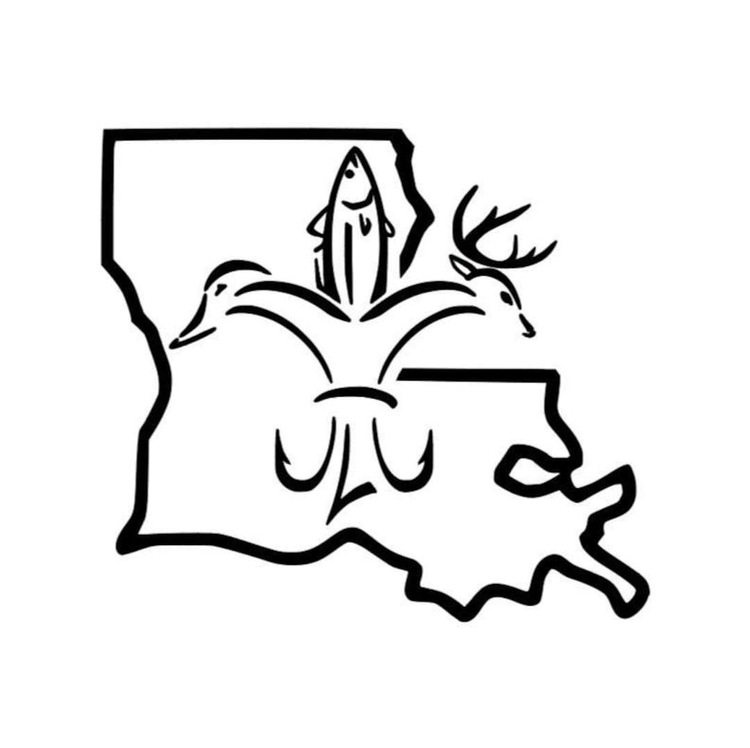 Louisiana Duck, Fish, & Deer Fleur De Lis Decal/sticker (ANY Size!) - Etsy