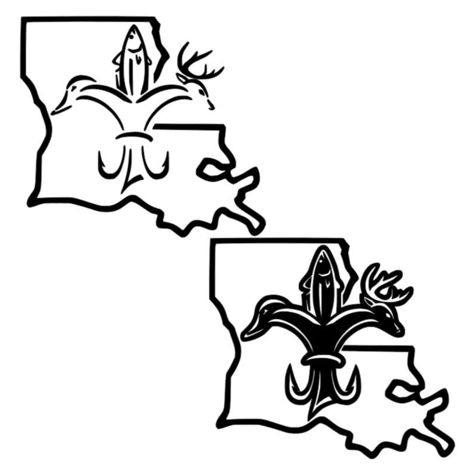 Louisiana Duck, Fish, & Deer Fleur De Lis Decal/sticker (ANY Size!) - Etsy