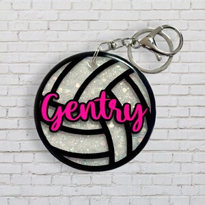 Custom Volleyball Keychain/bag Tag Glitter or Solid - Etsy