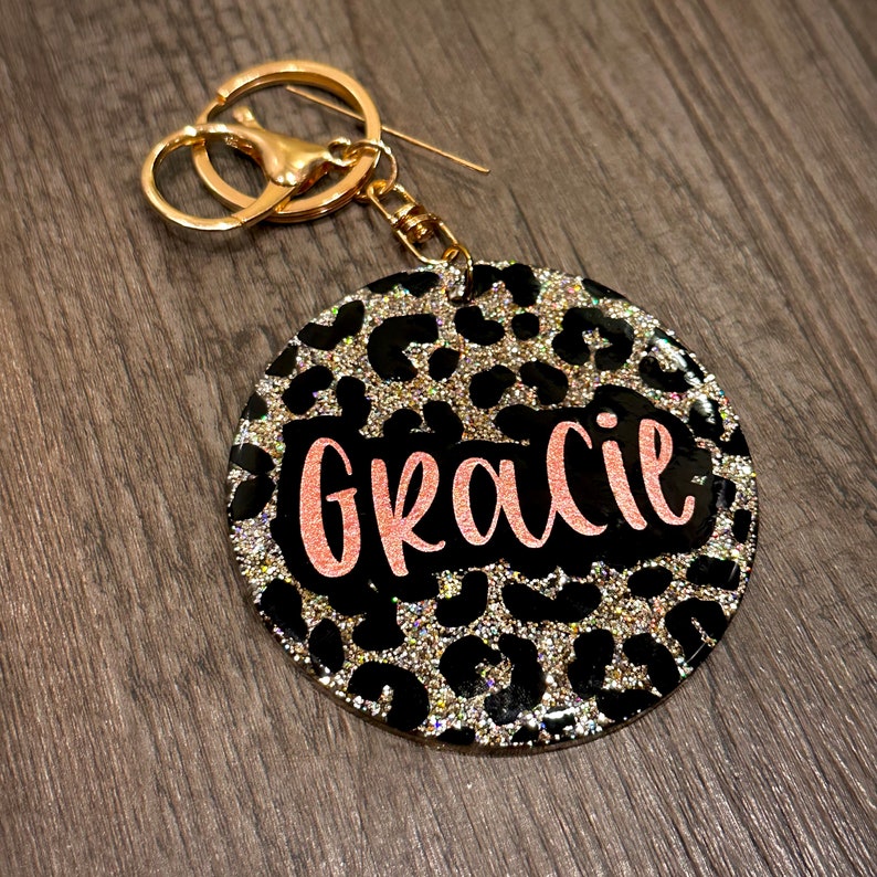 Custom Glitter Leopard Print Keychain/bag Tag - Etsy