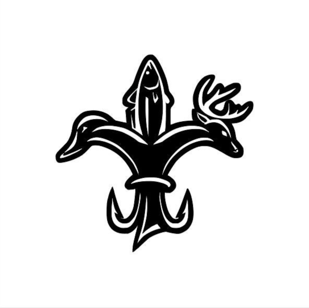 Duck, Fish, & Deer Fleur De Lis Decal/sticker ANY Size - Etsy