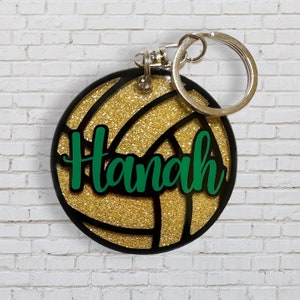 Custom Volleyball Keychain/bag Tag - Glitter or Solid - Etsy