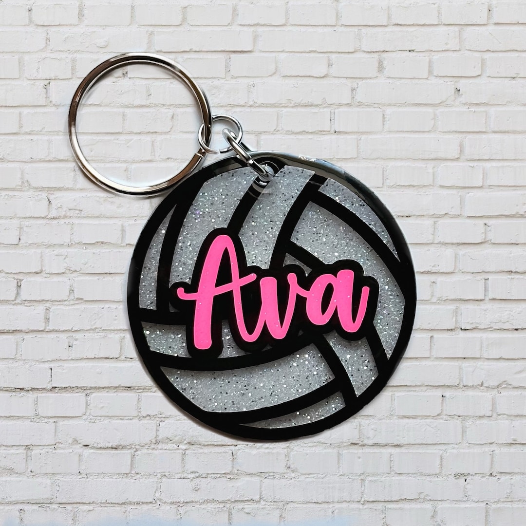 Custom Volleyball Keychain/bag Tag - Glitter or Solid - Etsy