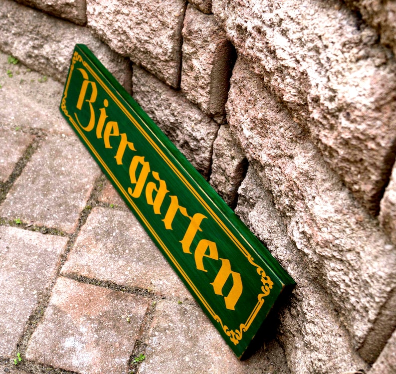 Biergarten Sign Custom Bar Hand Painted Wood Sign | Etsy