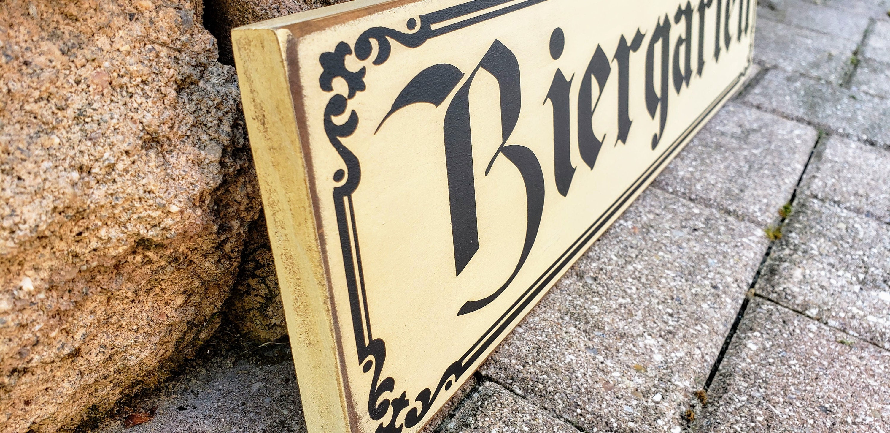 Biergarten Sign Custom Bar Hand Painted Wood Sign | Etsy