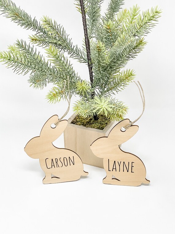 Wooden Bunny Rabbit Easter Basket Name Tags | Etsy