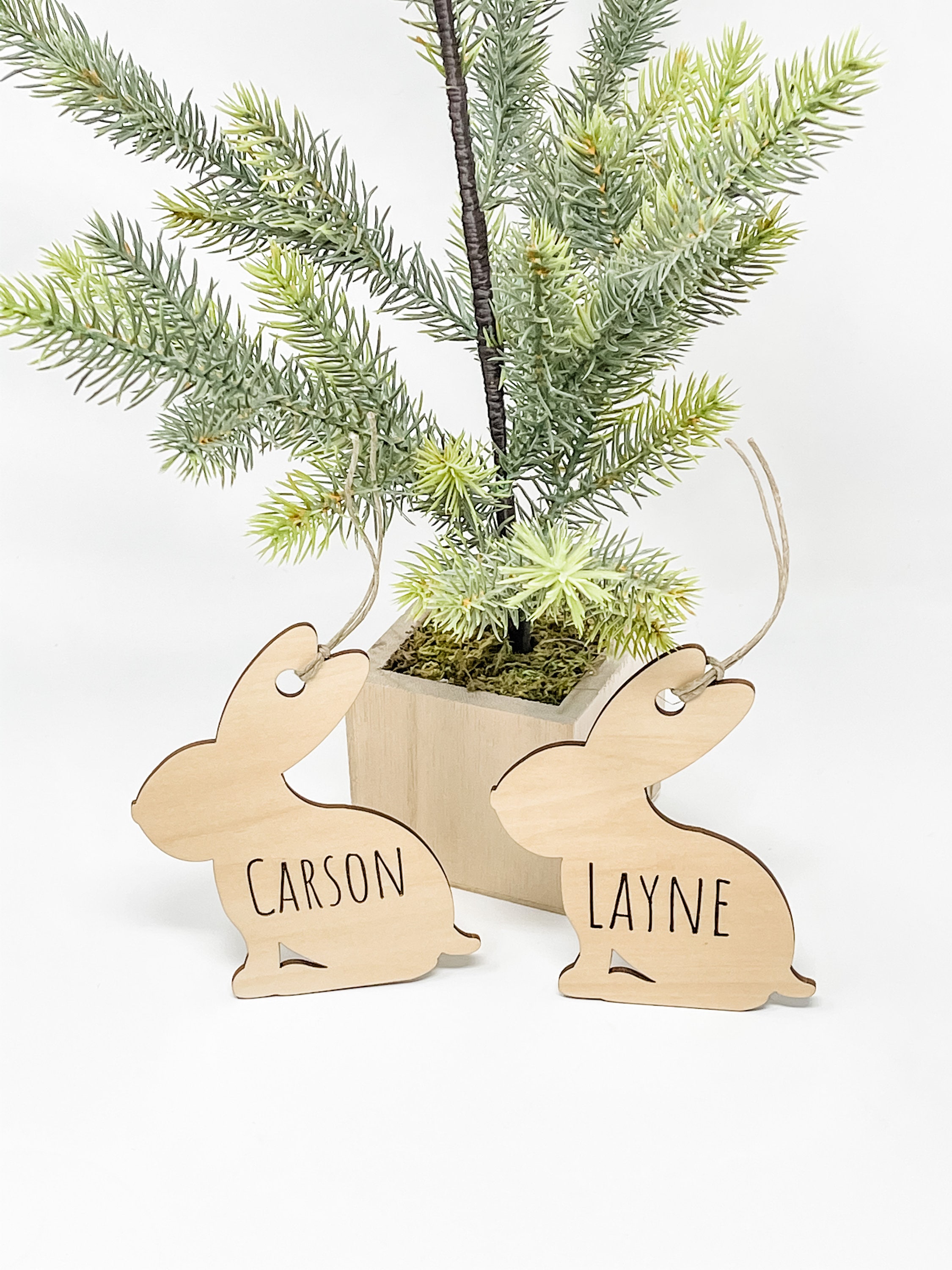 Wooden Bunny Rabbit Easter Basket Name Tags | Etsy