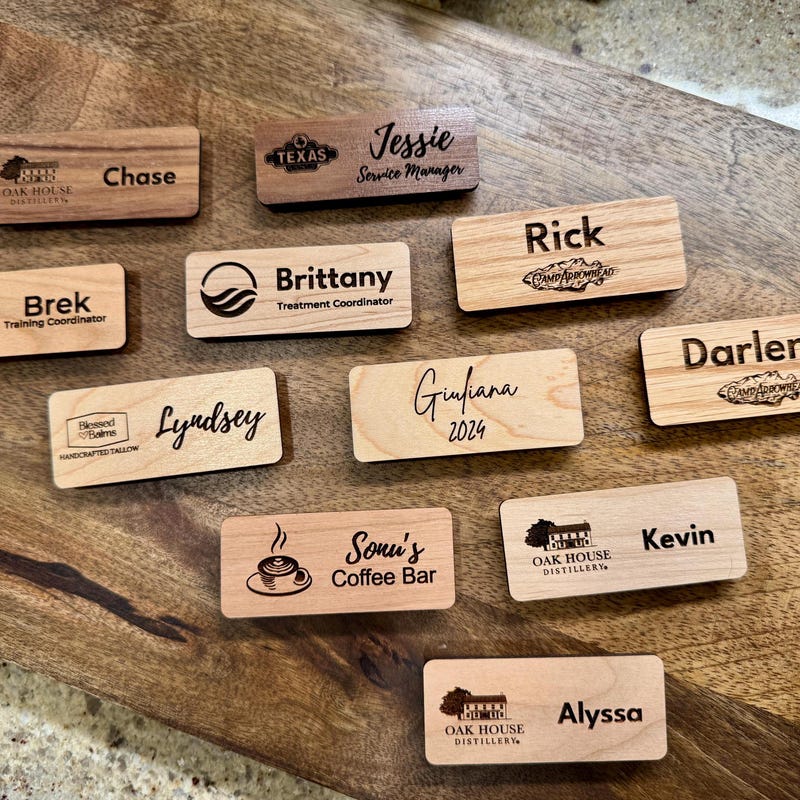 Wooden Name Tags - Etsy