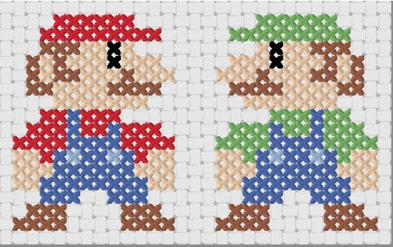 Super Mario Bros Mario & Luigi Pixel Cross Stitch Pattern - Etsy