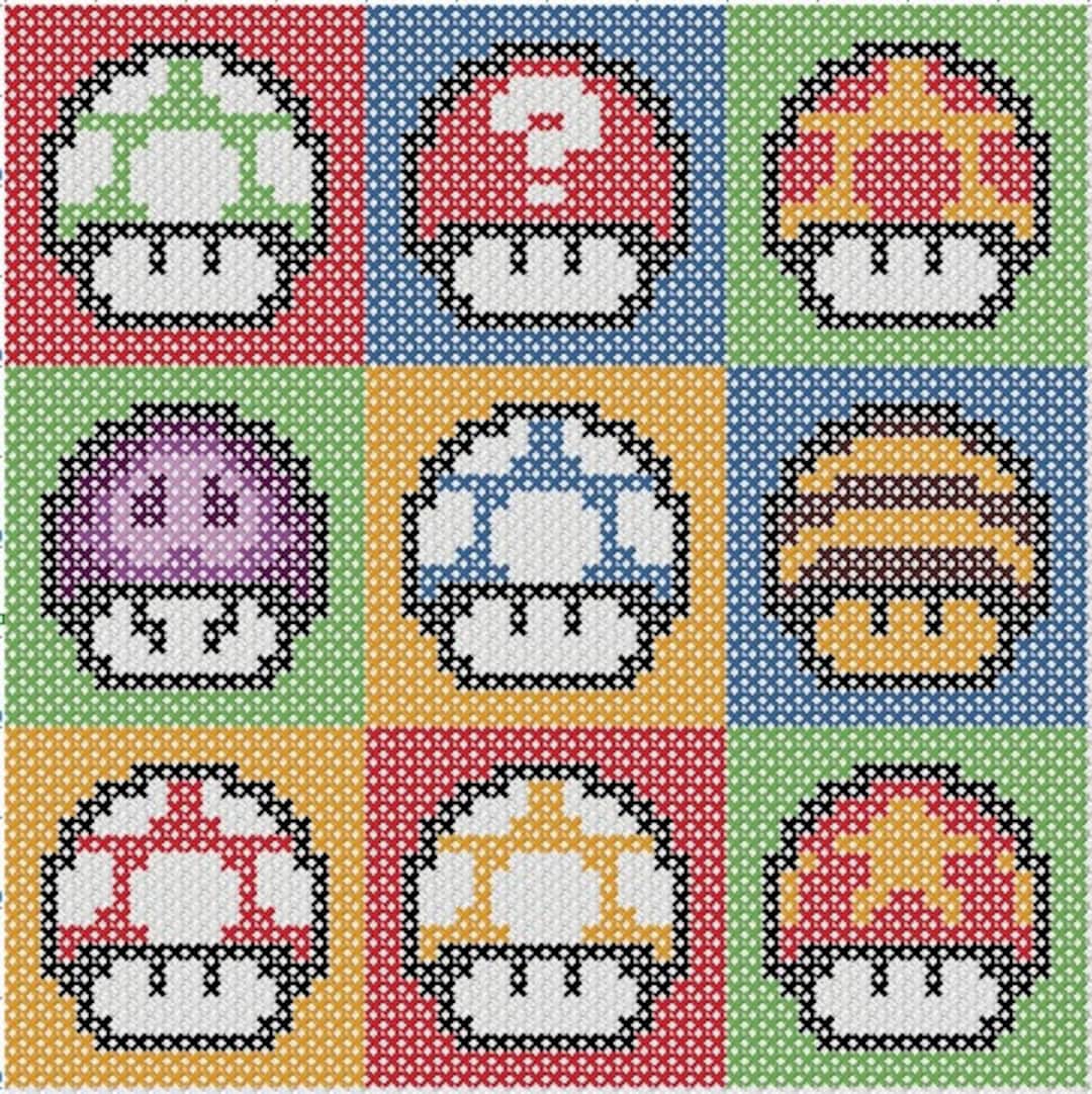Super Mario Mushrooms Pixel Cross Stitch Pattern - Etsy Australia