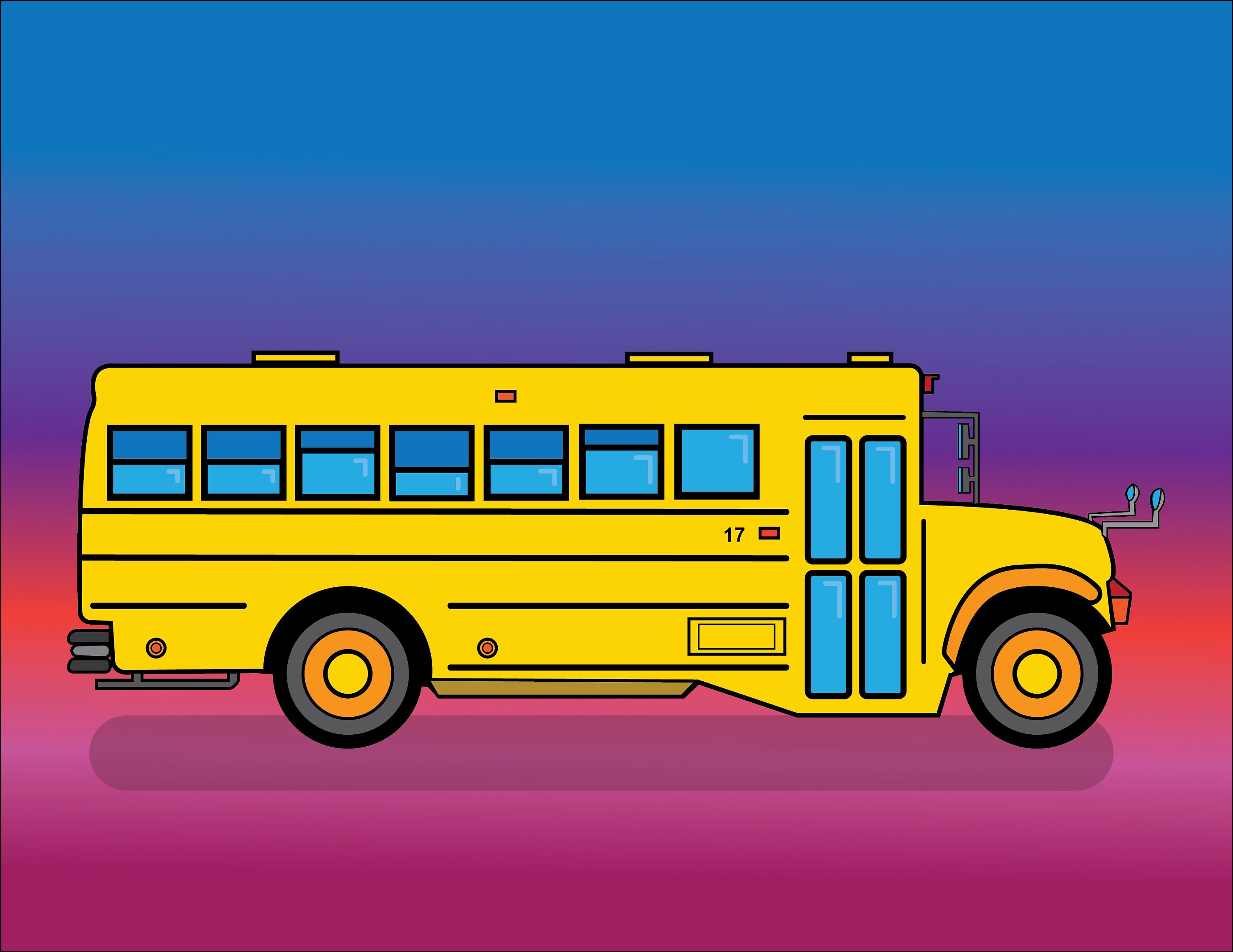 School Bus Illustrated Childrens Wall Art Printable Wall | Etsy