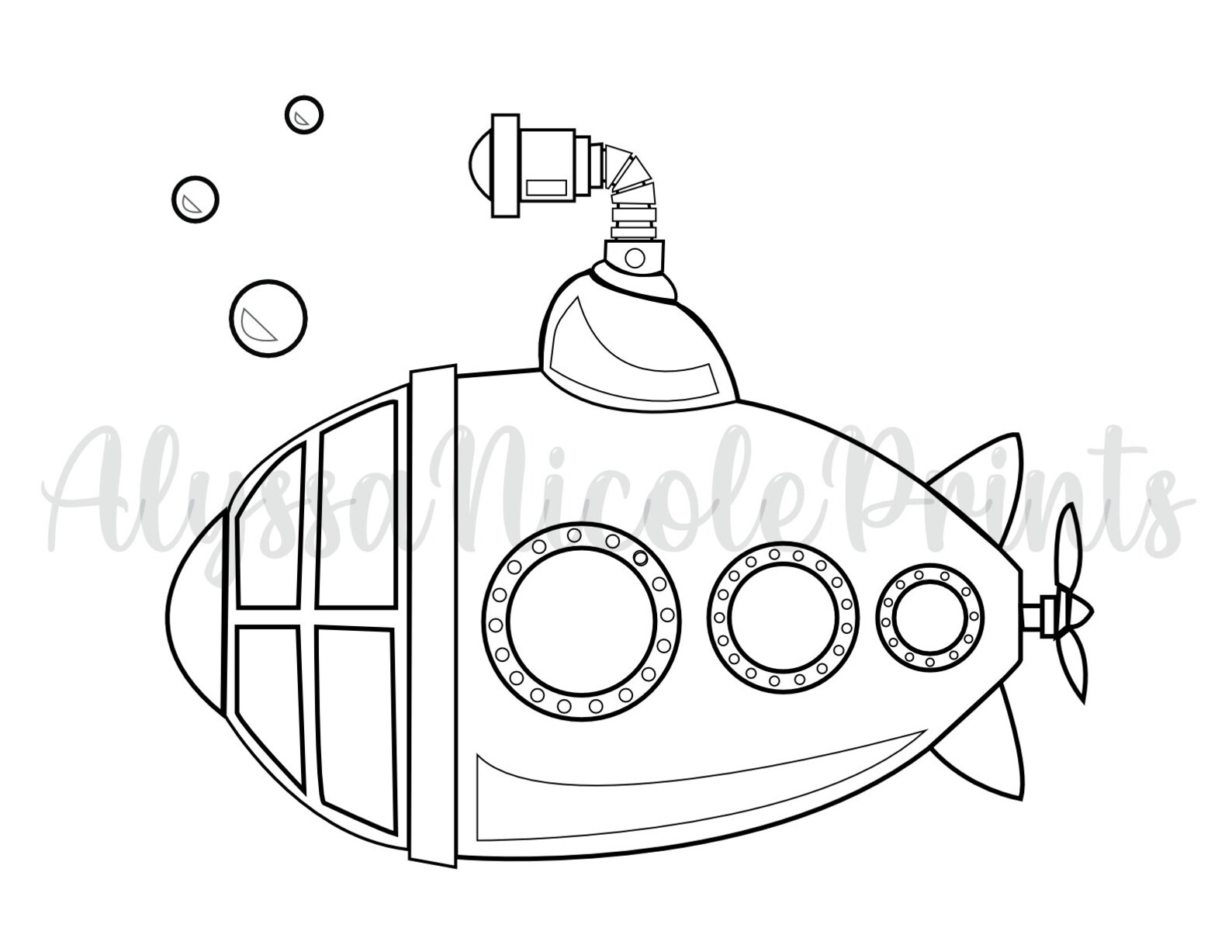 Submarine Coloring Page, Coloring Pages, Submarine Drawing Page ...